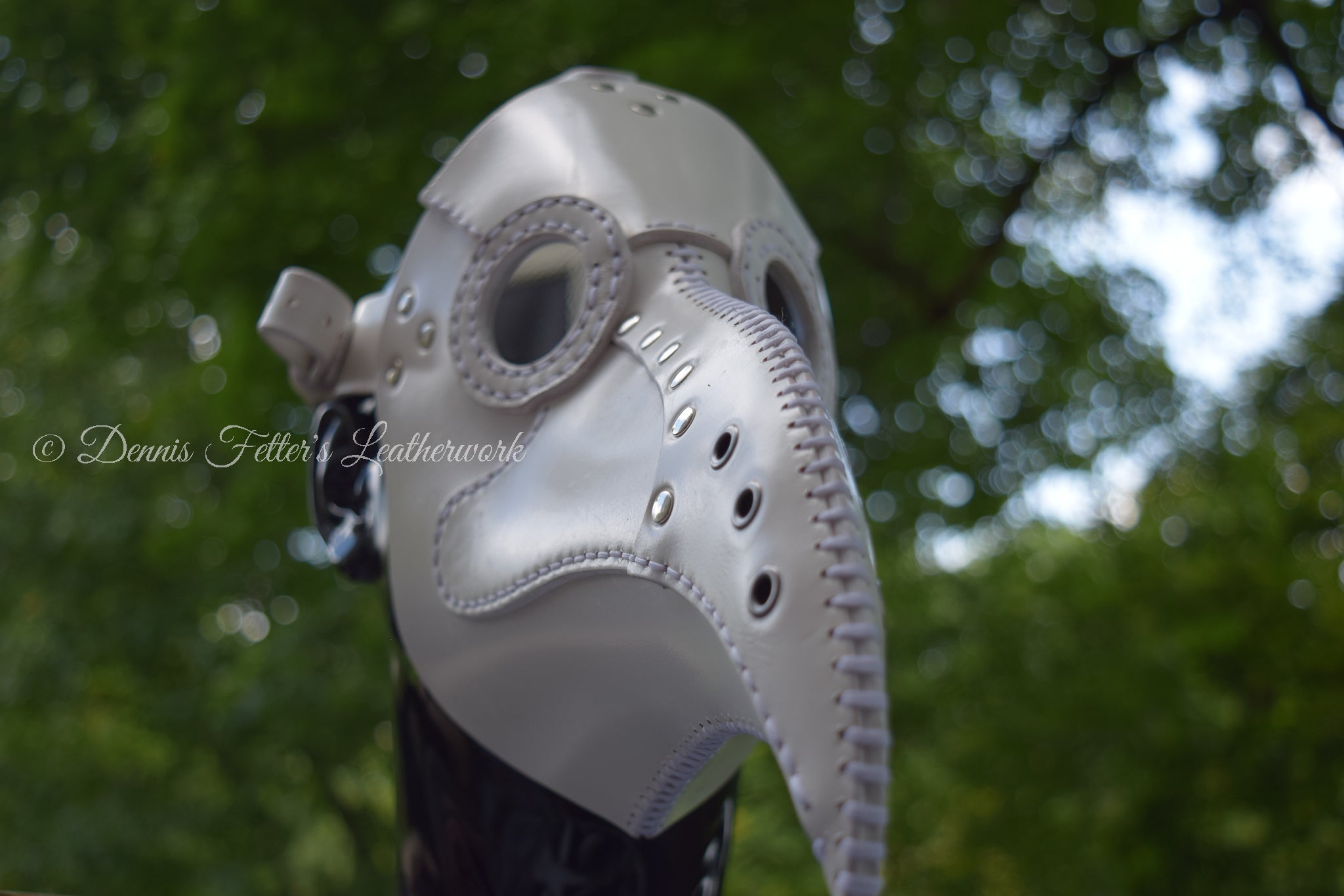 White Leather Plague Doctor mask - (Choose lens color) – Dennis Fetter ...